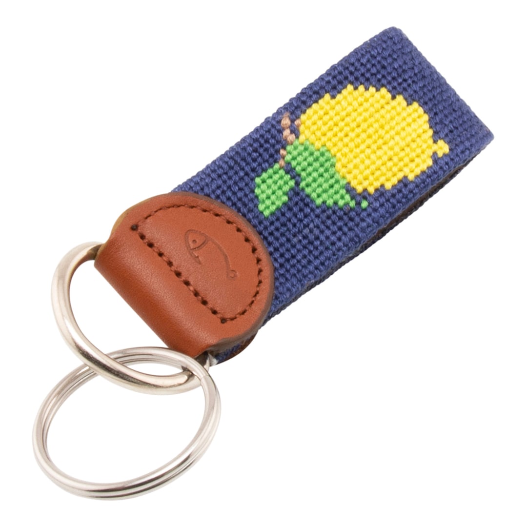 Leather Handstitched Needlepoint Lemon Key Fob Key Chain by Huck ...