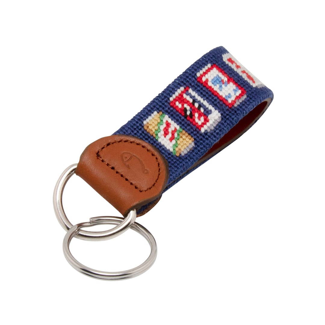 Beer Can Needlepoint Keychain: Handmade Key Fob With Leather Backing - Etsy
