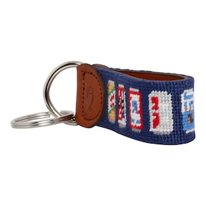 Beer Can Needlepoint Keychain: Handmade Key Fob With Leather Backing - Etsy