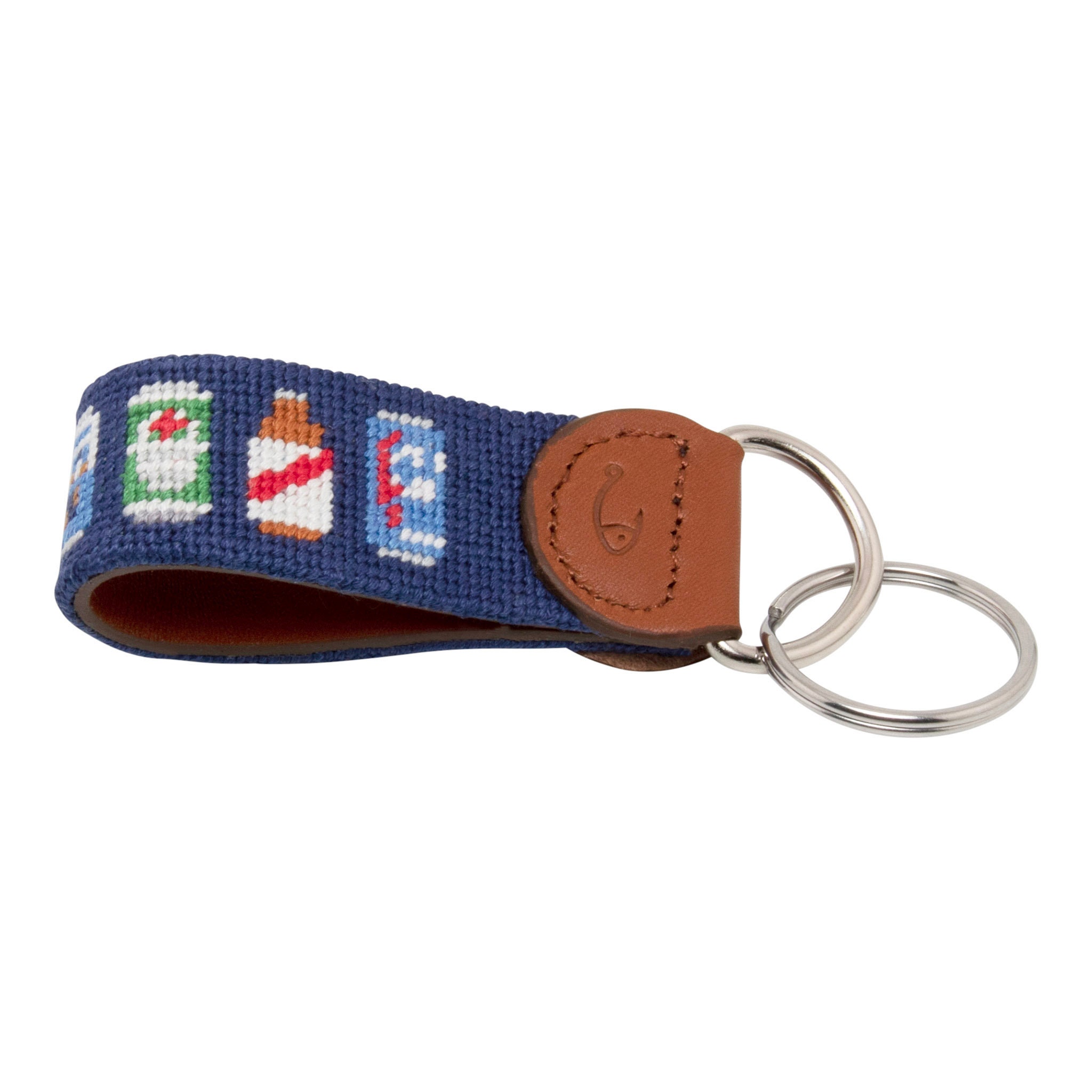 Beer Can Needlepoint Keychain: Handmade Key Fob With Leather Backing - Etsy