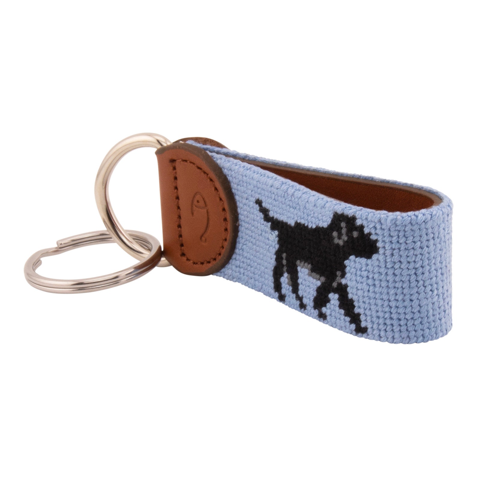 Black Lab Needlepoint Keychain: Handmade Cotton Key Fob With Leather ...