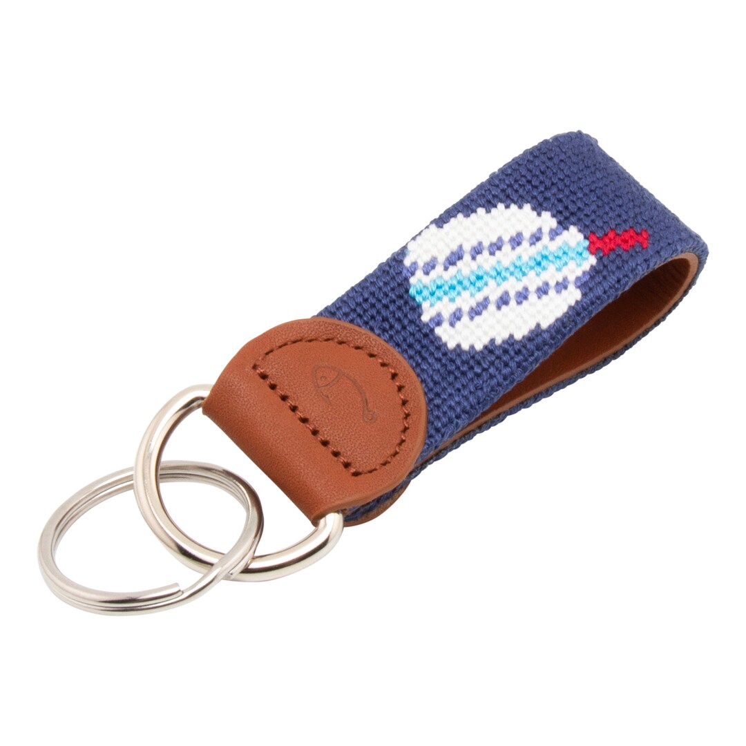 Pickleball Needlepoint Keychain: Handmade Cotton Key Fob With Leather ...