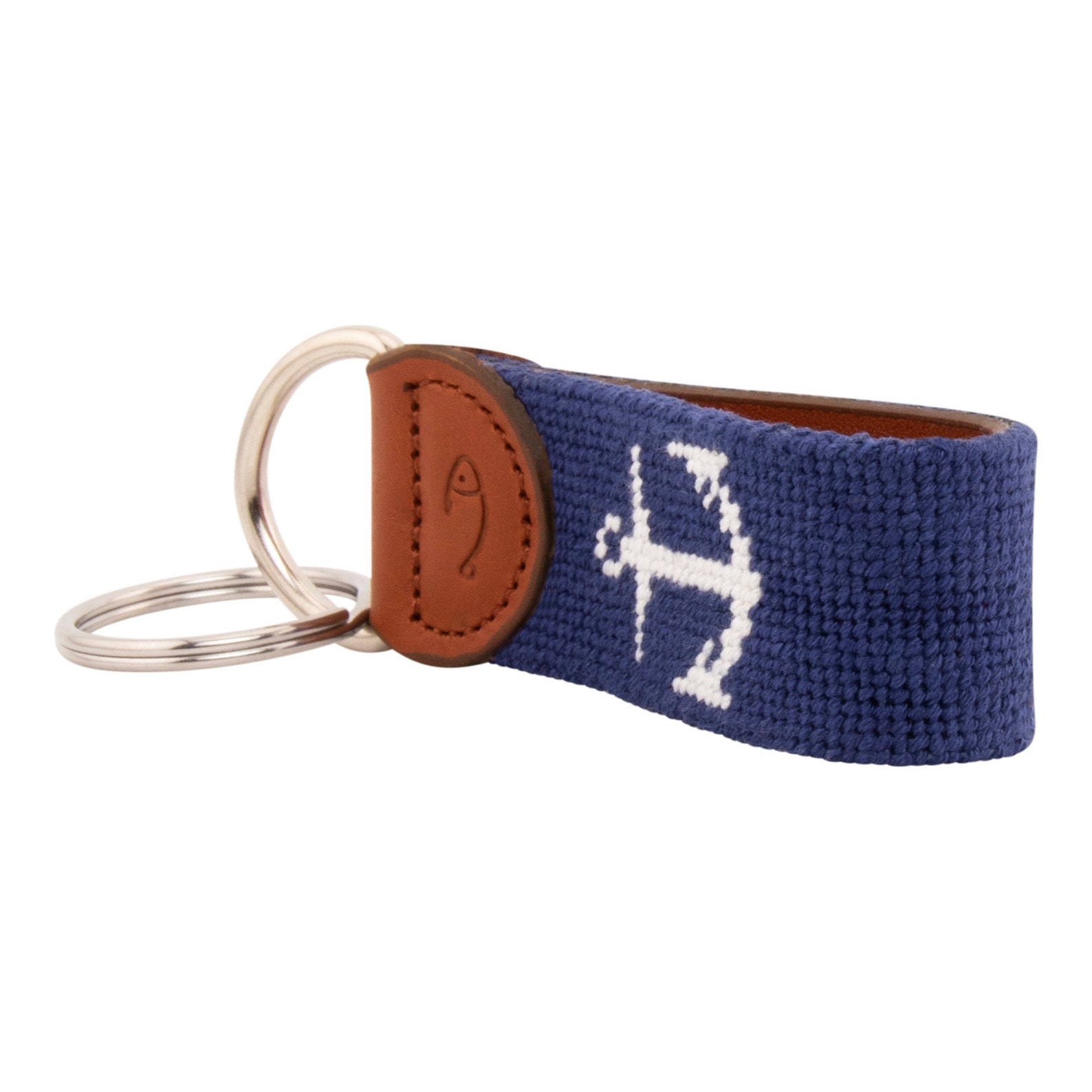 Needlepoint Anchor Keychain, Navy Blue Leather Key Fob, Nautical Gift ...