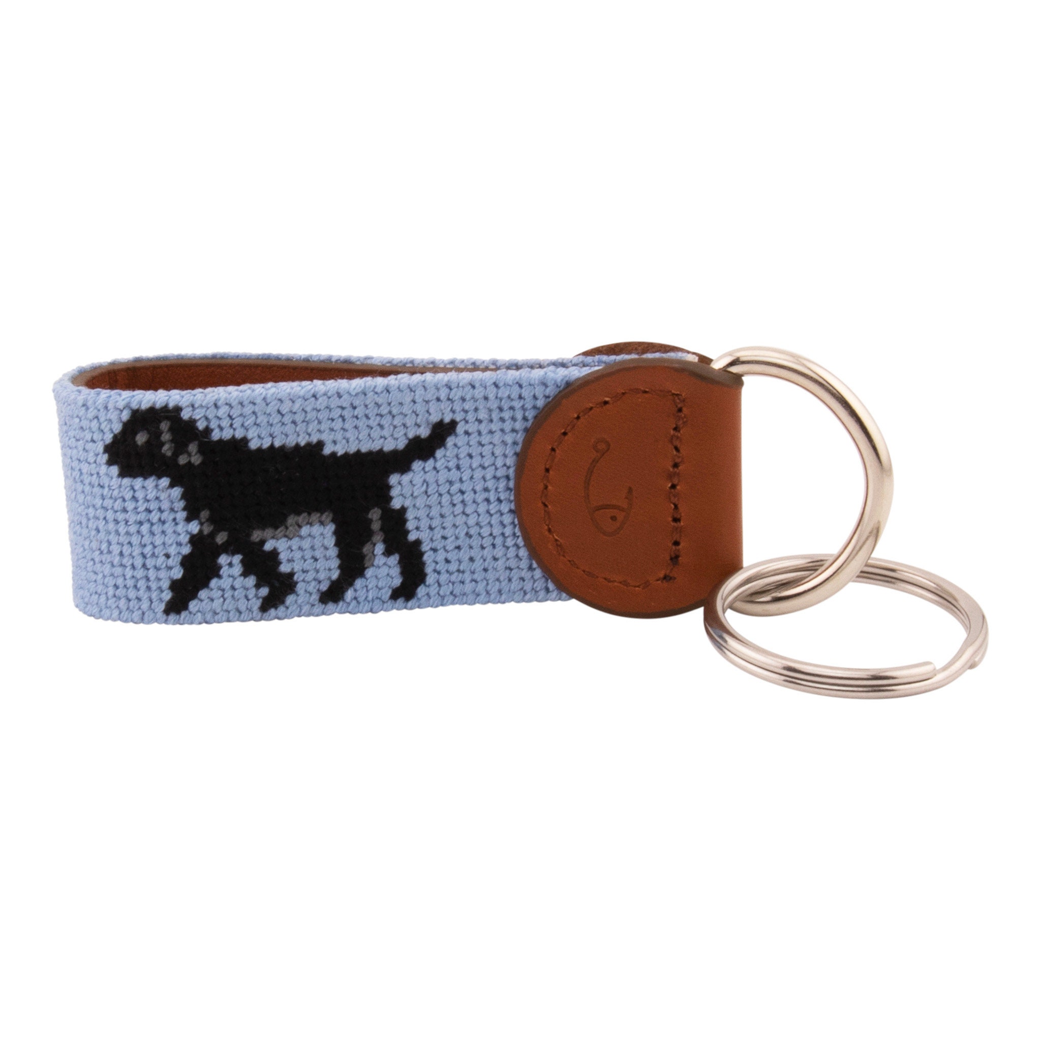 Black Lab Needlepoint Keychain: Handmade Cotton Key Fob With Leather ...