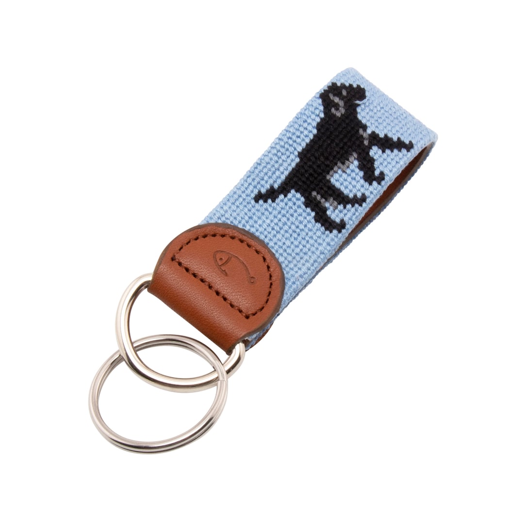 Black Lab Needlepoint Keychain: Handmade Cotton Key Fob With Leather ...