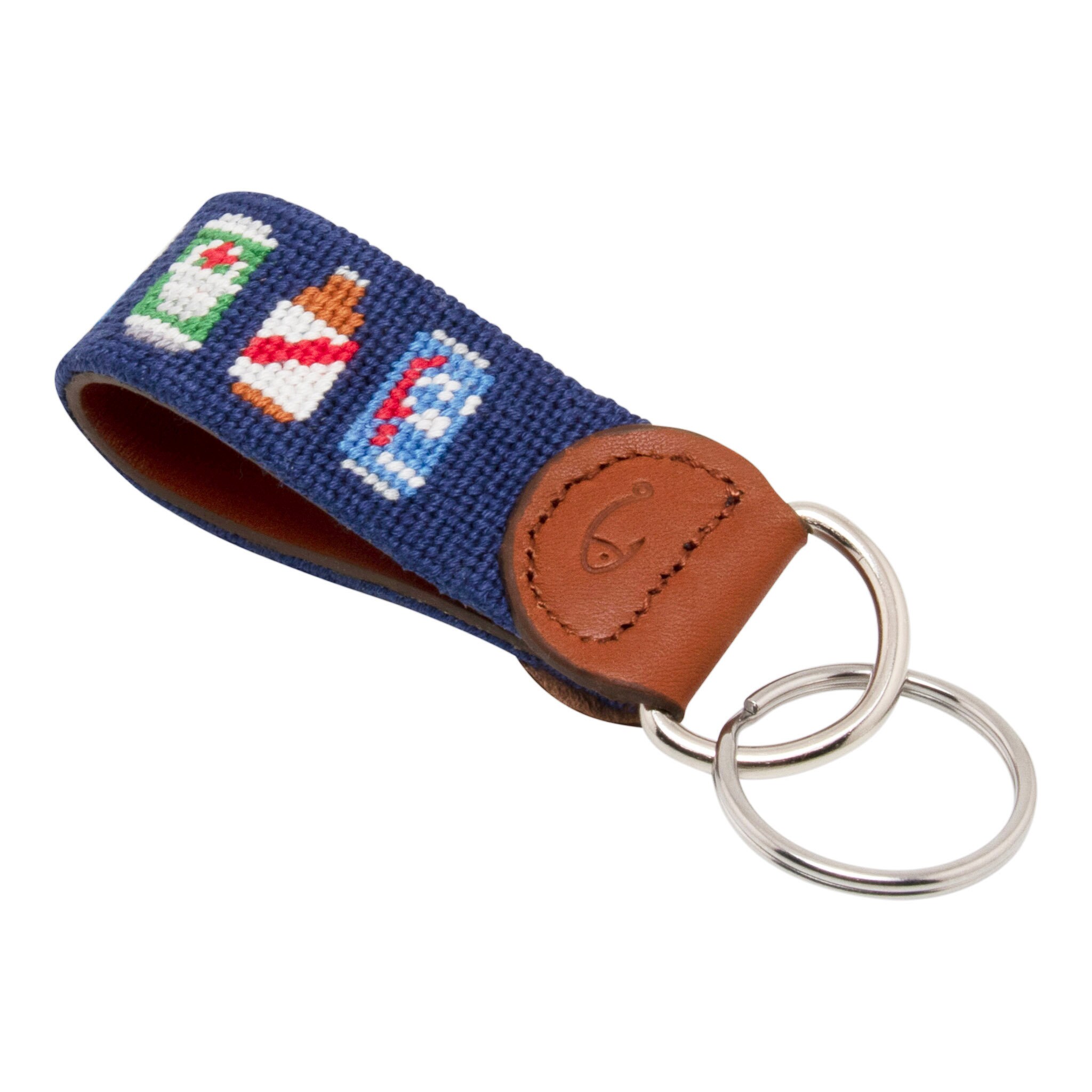 Beer Can Needlepoint Keychain: Handmade Key Fob With Leather Backing - Etsy