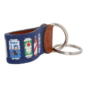 Beer Can Needlepoint Keychain: Handmade Key Fob With Leather Backing - Etsy