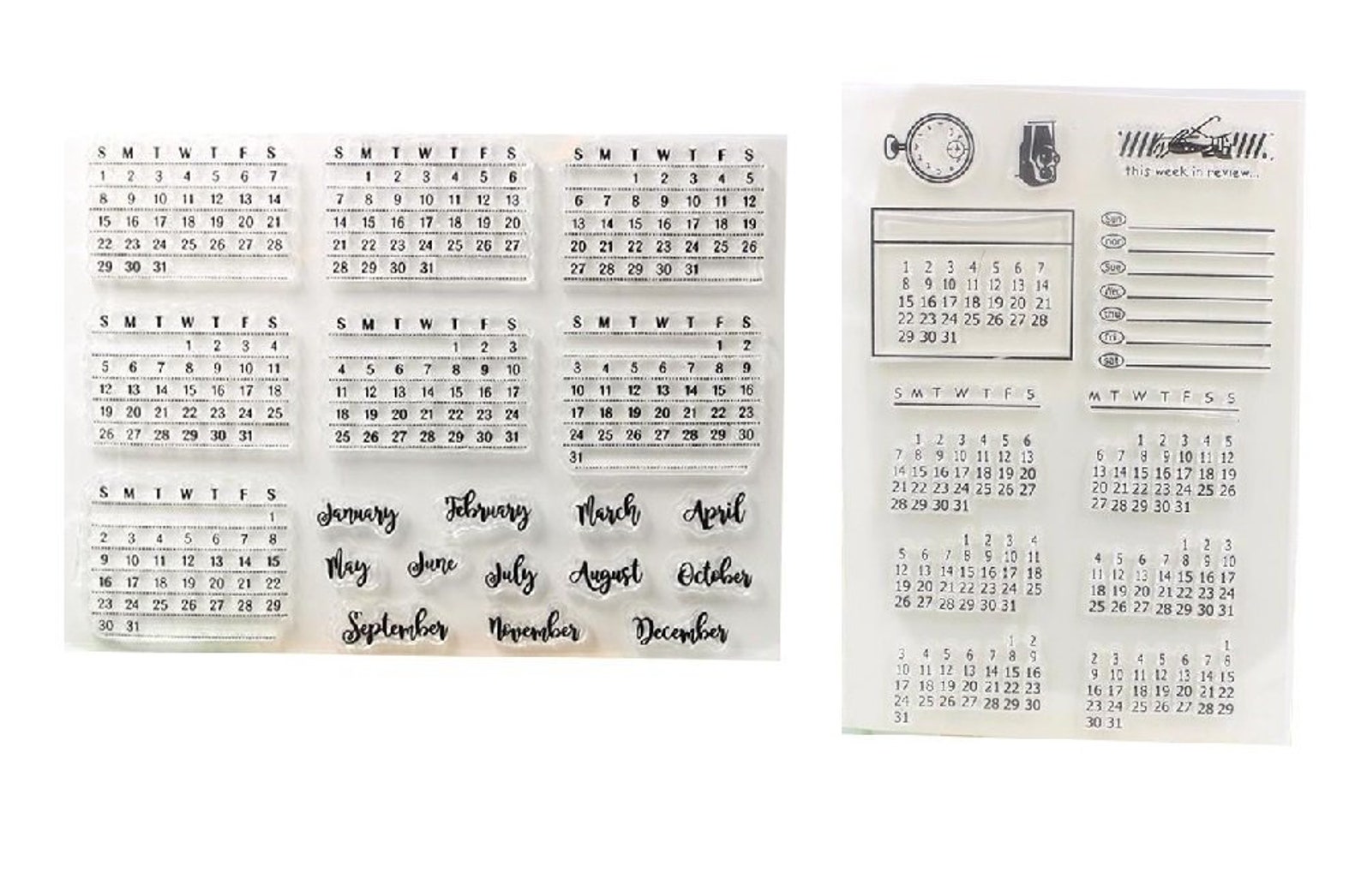 Monthly Clear Stamp /Schedule Silicone Stamp / Calendar Clear | Etsy