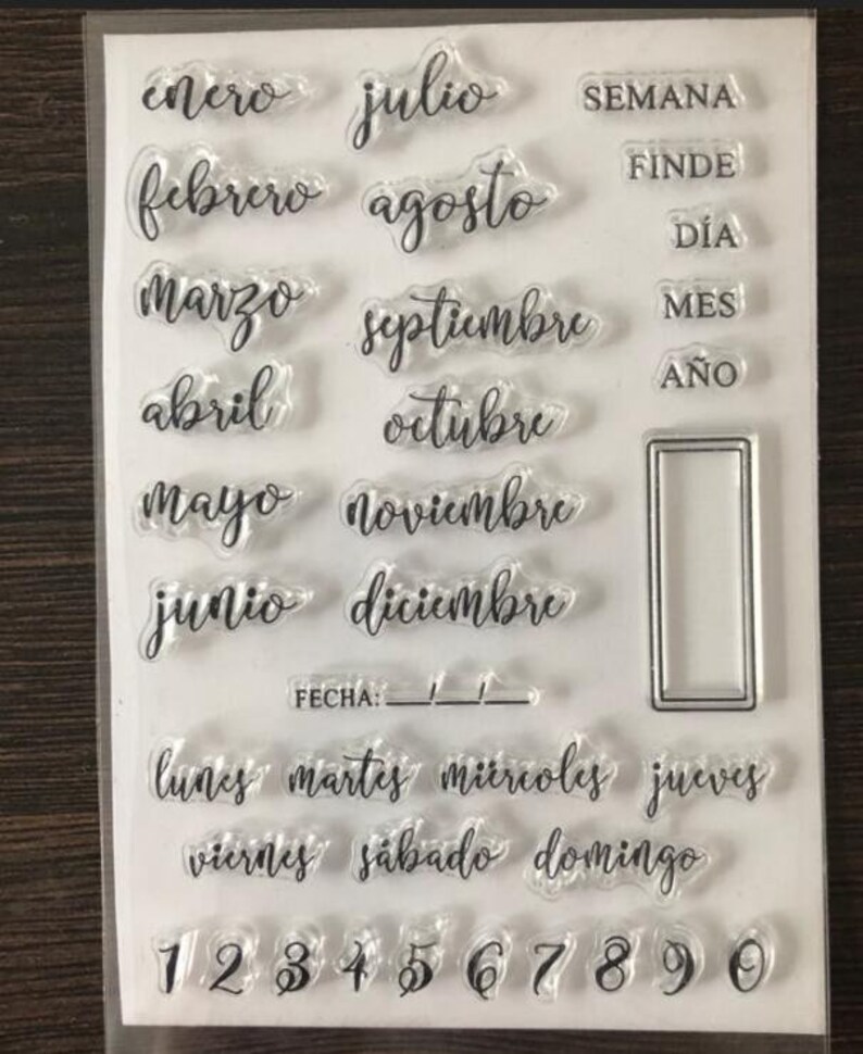 Spanish Calendar Clear Stamp / Mes Silicone Stamp / Month Day Clear ...