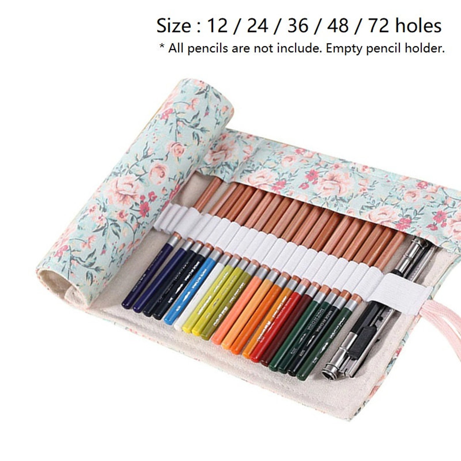 Vintage Canvas Pencil Case Roll | Flower Roll Pencil Pouch | Pencil ...