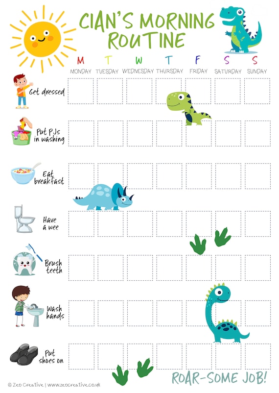 Personalised Children's Routine Chart Schedule Reward - Etsy