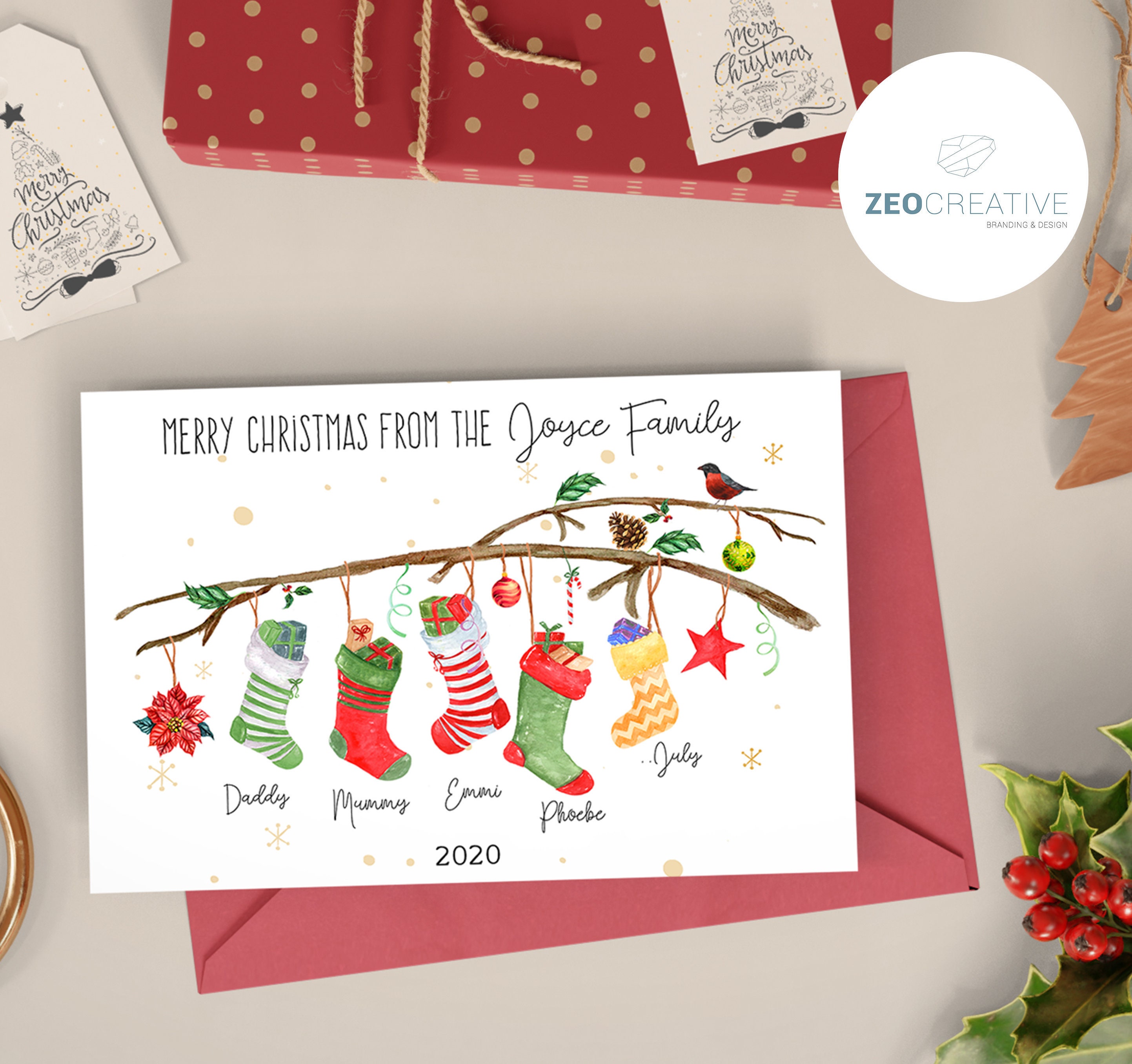 Family Christmas print or cards Personalised Christmas card | Etsy