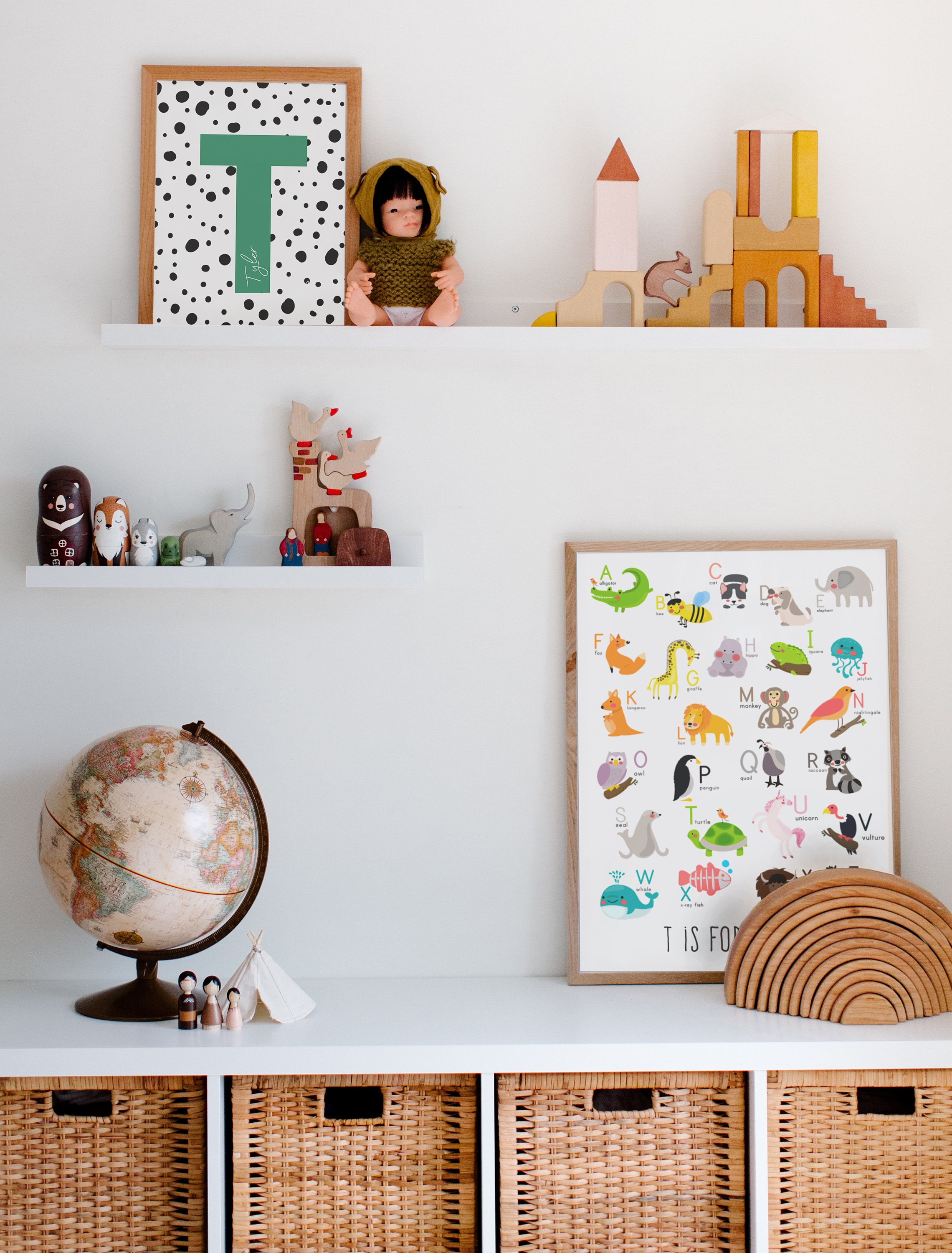 Alphabet Animal Print Kids Bedroom Children's Décor | Etsy