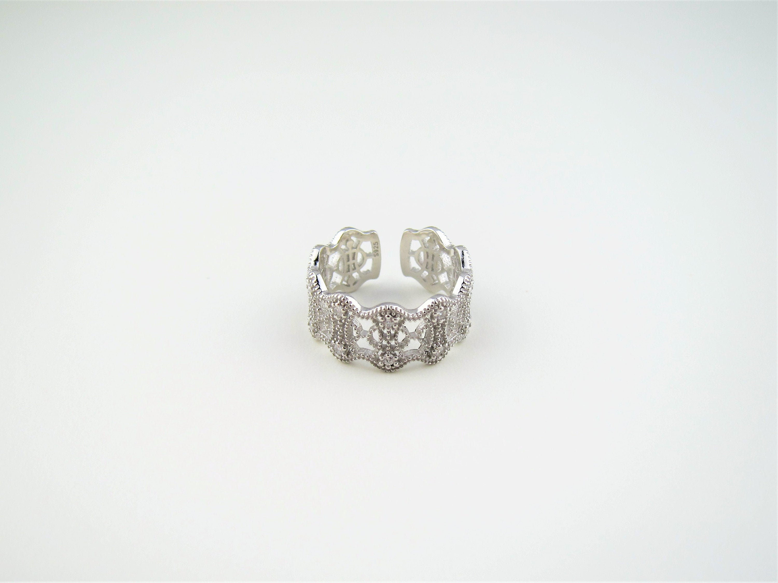Vintage Style Silver Lace Ring - Etsy