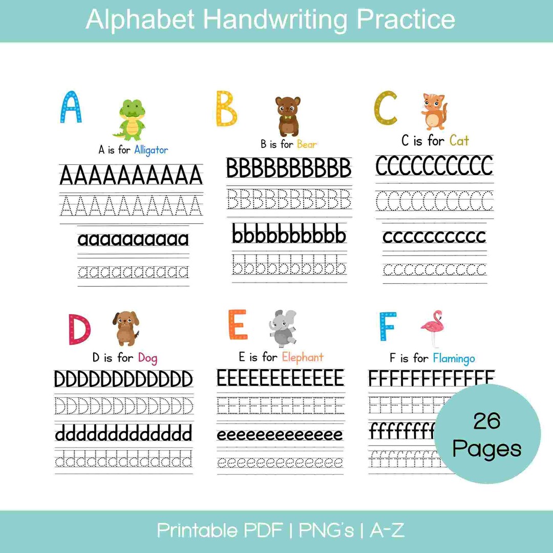 Animal Alphabet Handwriting Practice Printable - Etsy