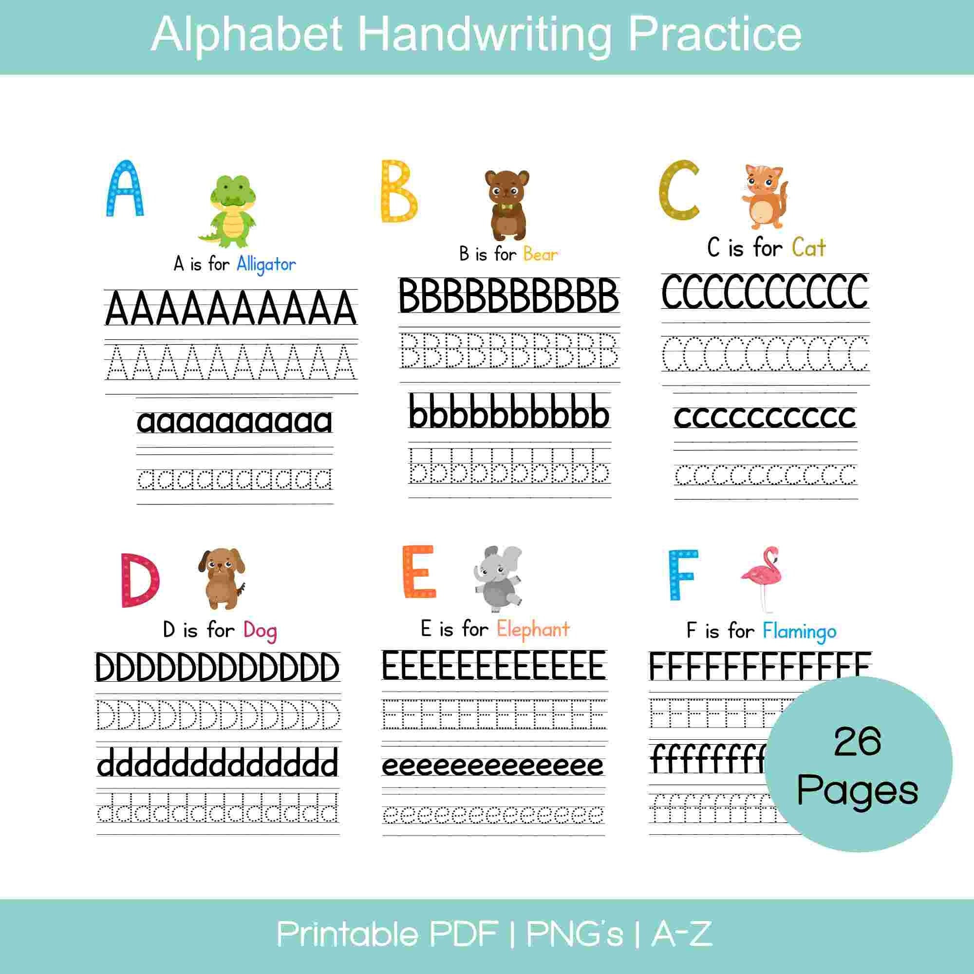 Animal Alphabet Handwriting Practice - Etsy