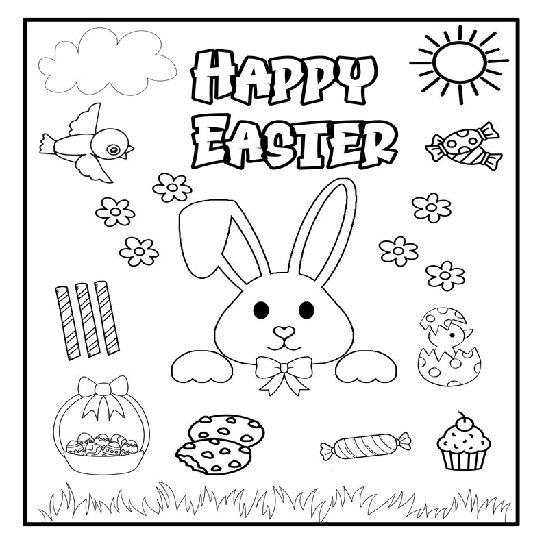 Happy Easter Coloring Page Printable - Etsy