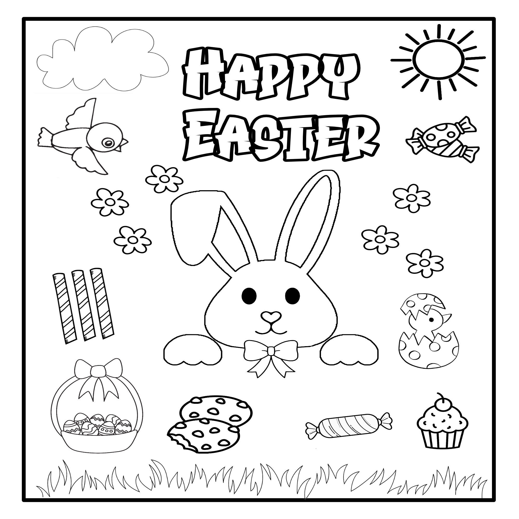 Happy Easter Coloring Page Printable - Etsy