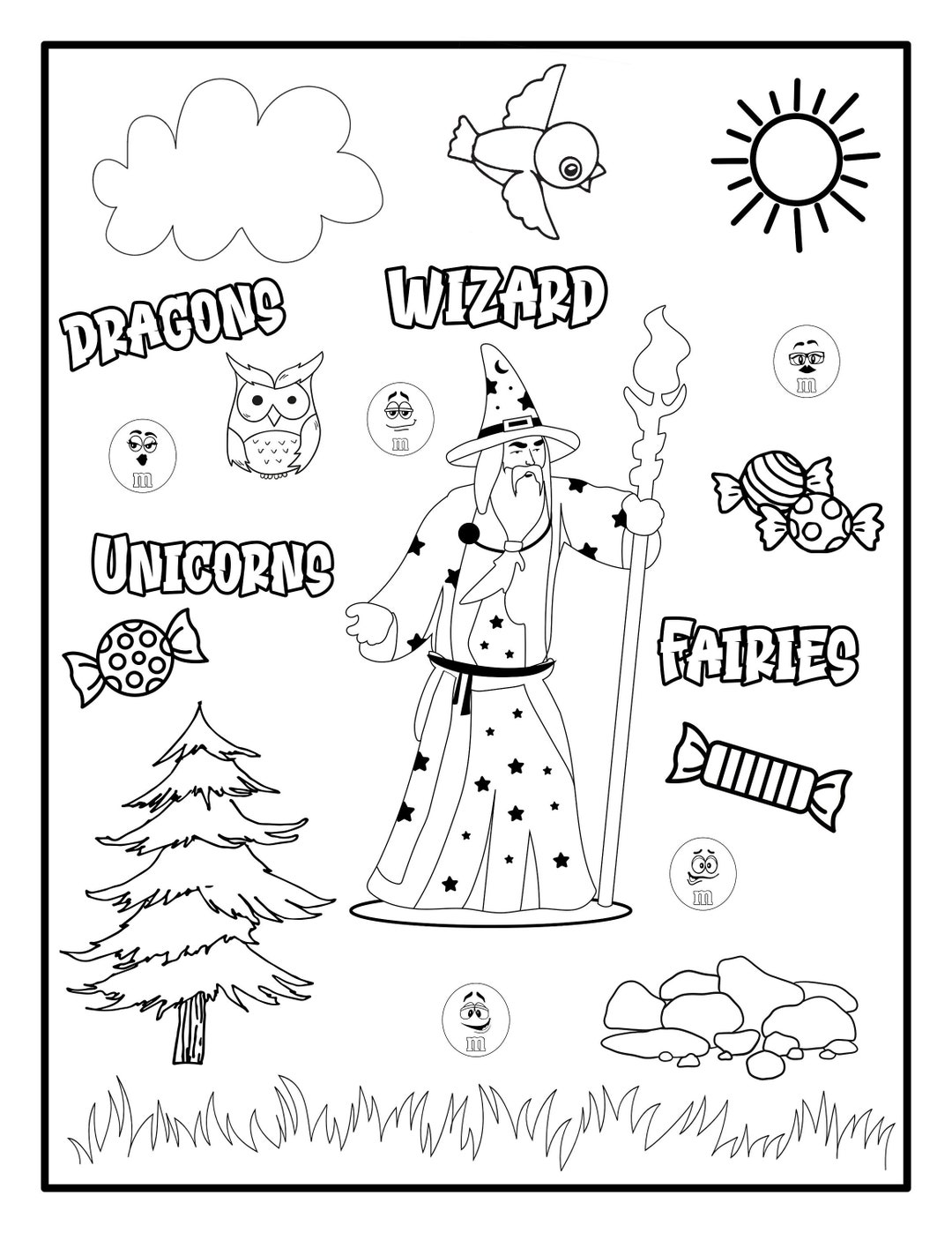 Wizard Coloring Page - Printable - Etsy