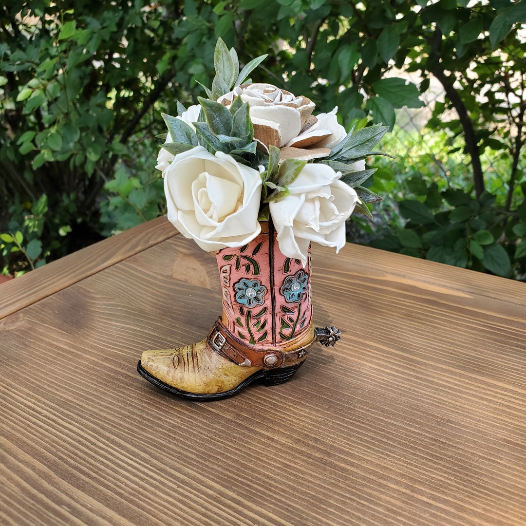 Mini Boot Decor/mini Flower Bouquet Arrangement 6x4 Forever Fresh ...