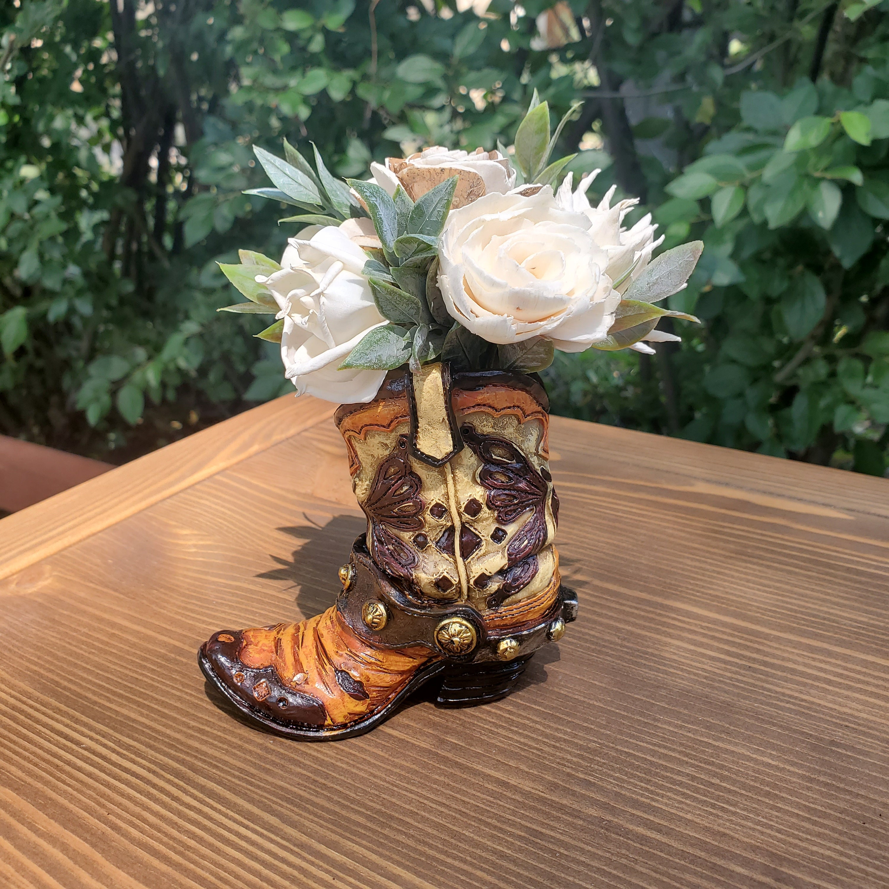 Mini Boot Decor/mini Flower Bouquet Arrangement - 6"x4" | Forever Fresh ...