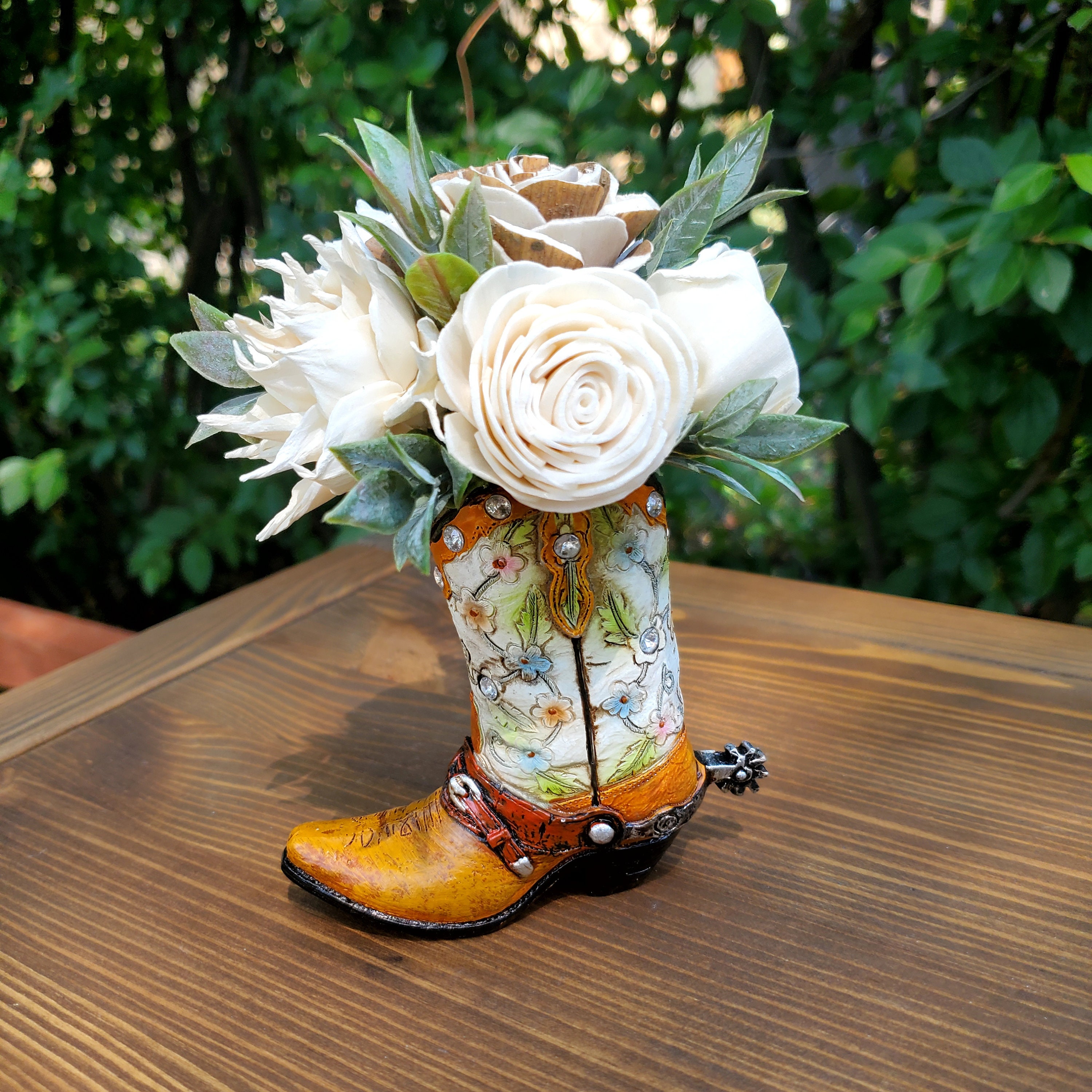 Mini Boot Decor/mini Flower Bouquet Arrangement - 6"x4" | Forever Fresh ...