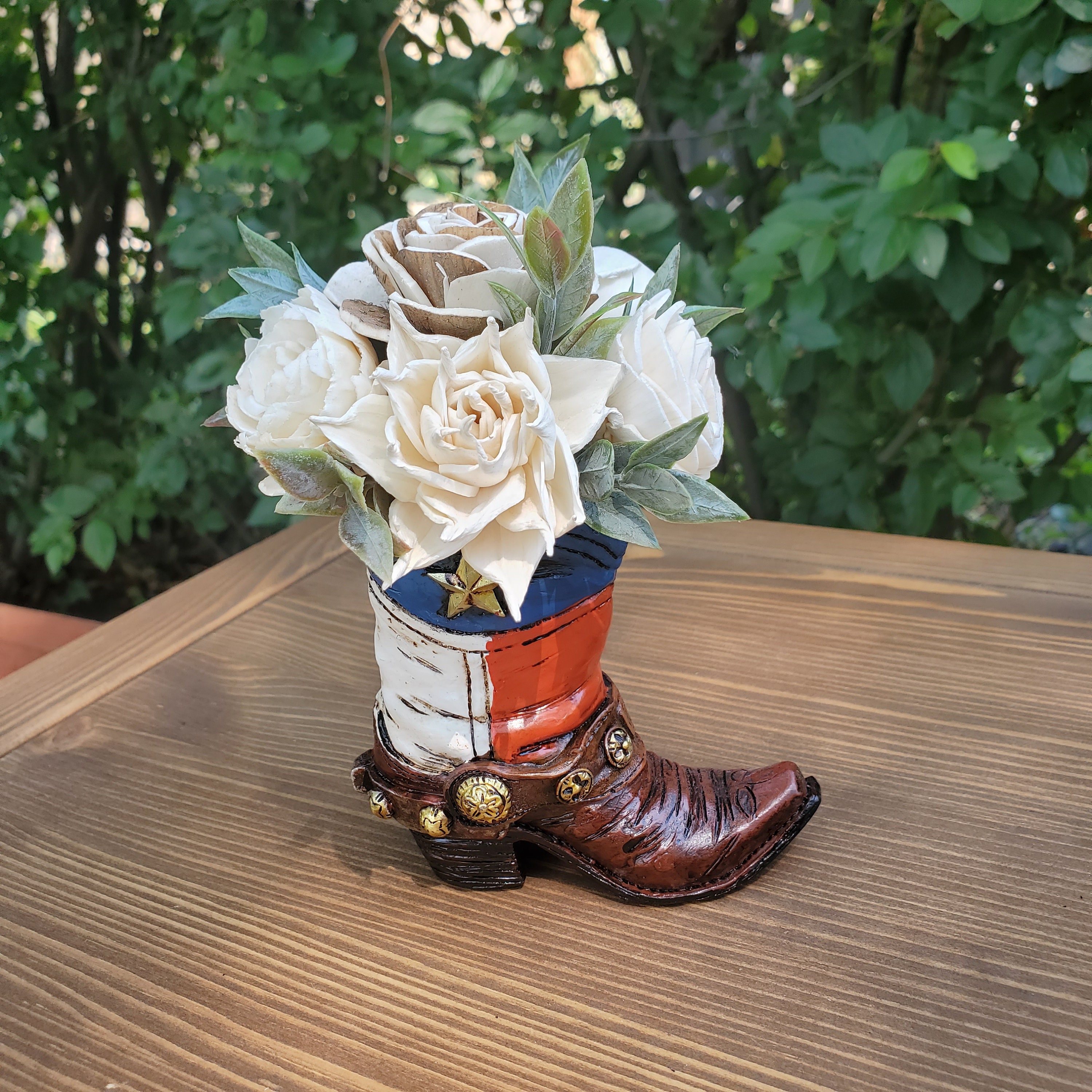 Mini Boot Decor/mini Flower Bouquet Arrangement - 6"x4" | Forever Fresh ...