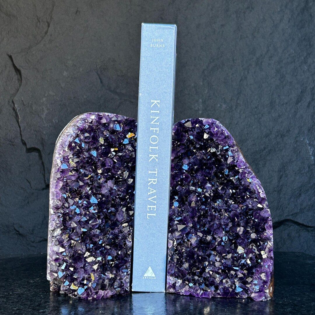 Amethyst Bookends, One of a Kind Set of Amethyst and Agate Geode ...