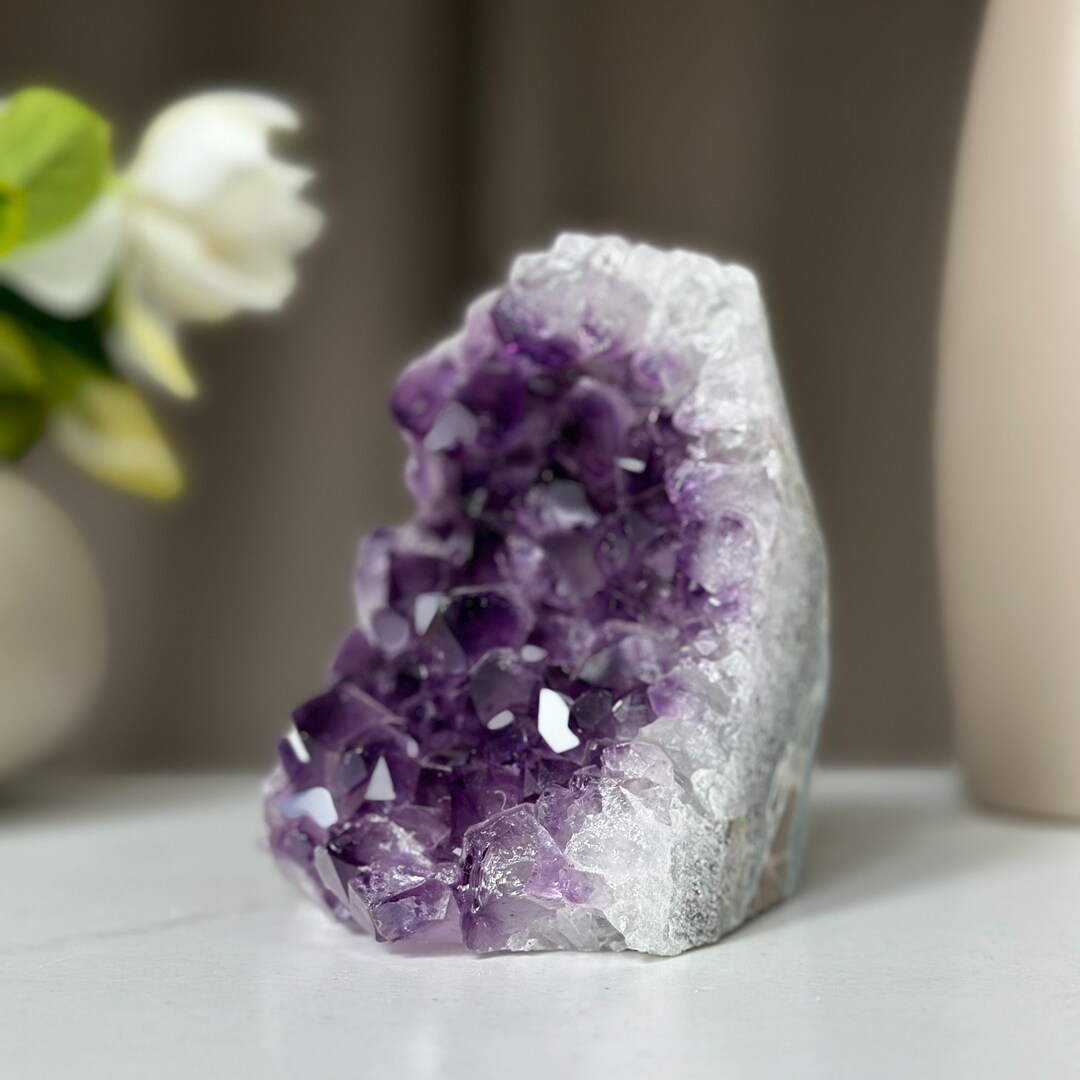 Deep Purple Amethyst Cathedral Geode, Unique Raw Crystal Cluster, Self ...