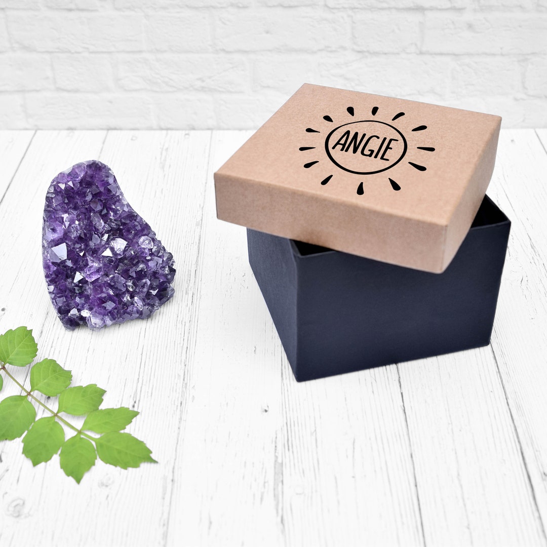 Amethyst Crystal With Custom Gift Box Personalized Gift Box - Etsy