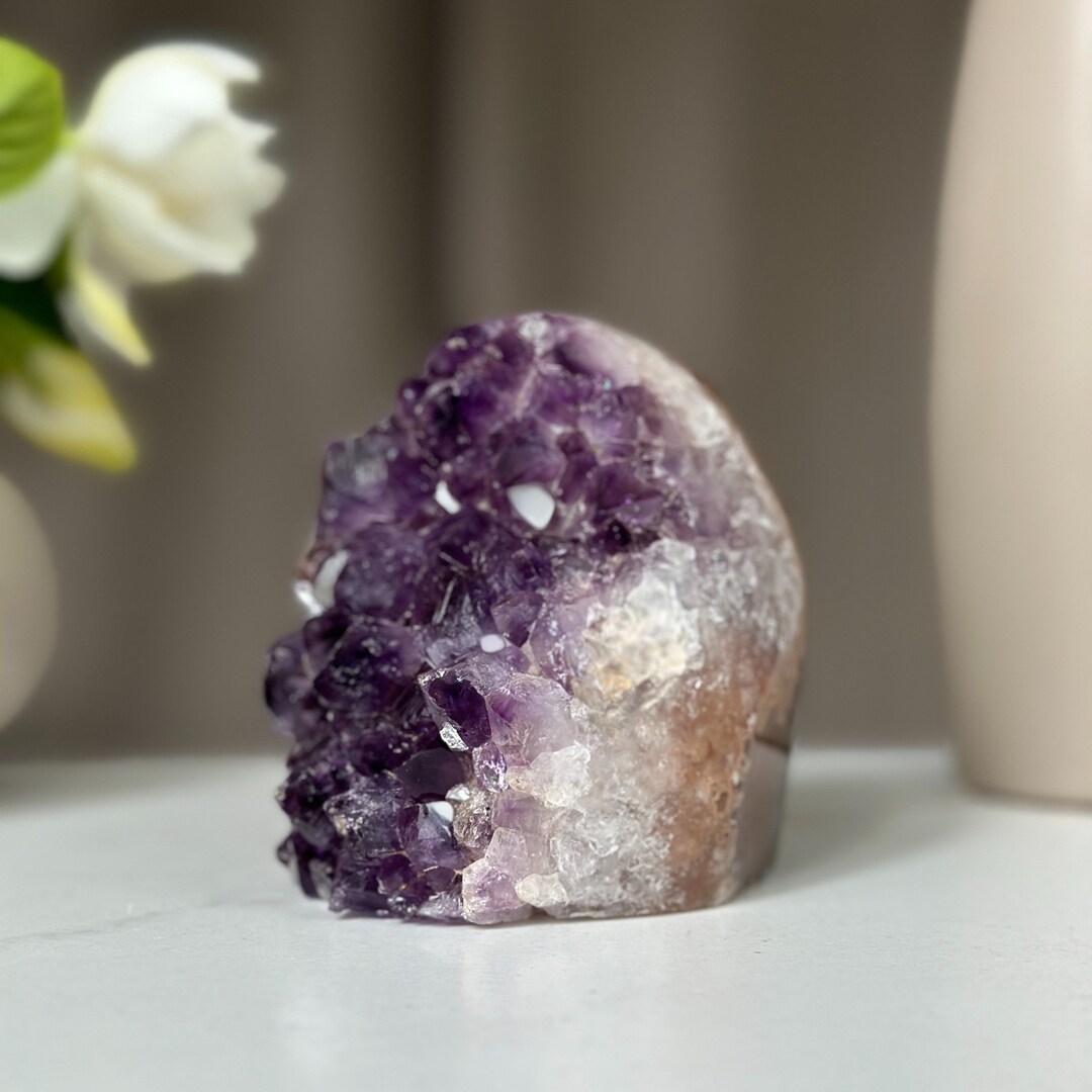 Deep Purple Amethyst Cathedral Geode, Unique Raw Crystal Cluster, Self ...