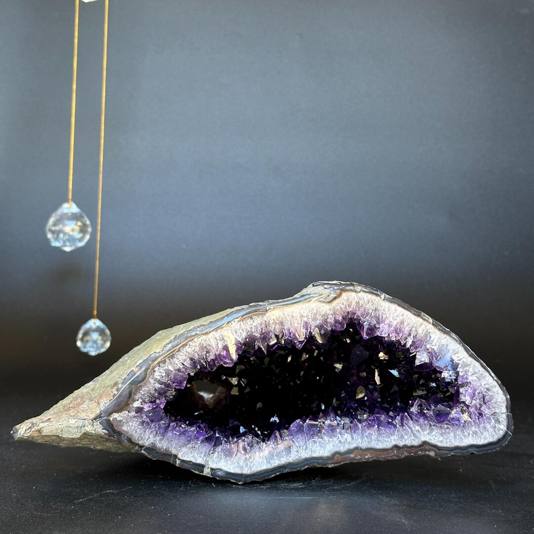 Flat Natural Amethyst Centerpiece, Unique Geode for Tabletop Decor ...