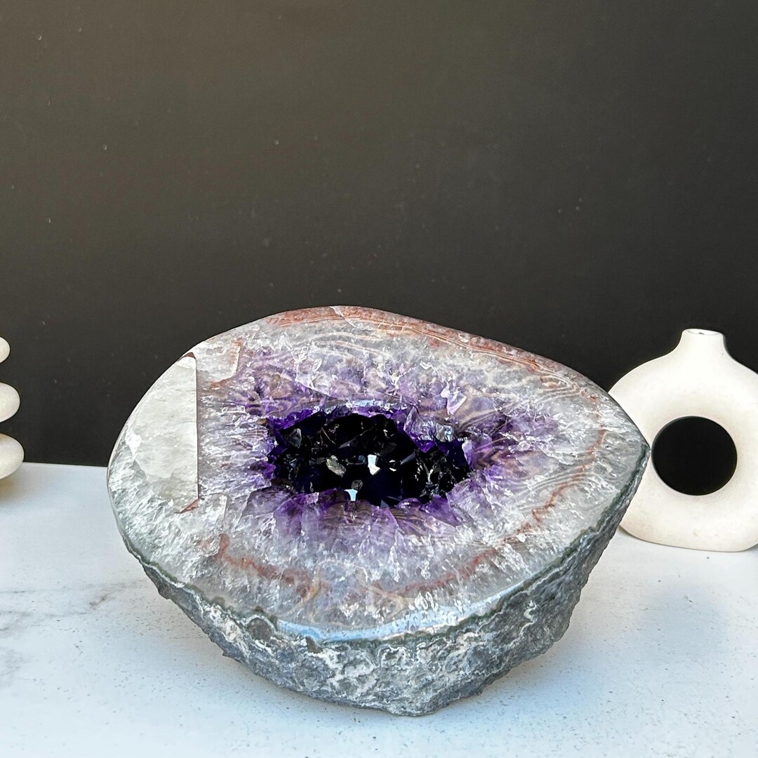 Large Amethyst Geode: Agate & Calcite Crystal Formation - Etsy