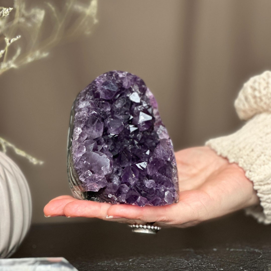 Deep Purple Amethyst Cathedral Geode, Unique Raw Crystal Cluster, Self ...