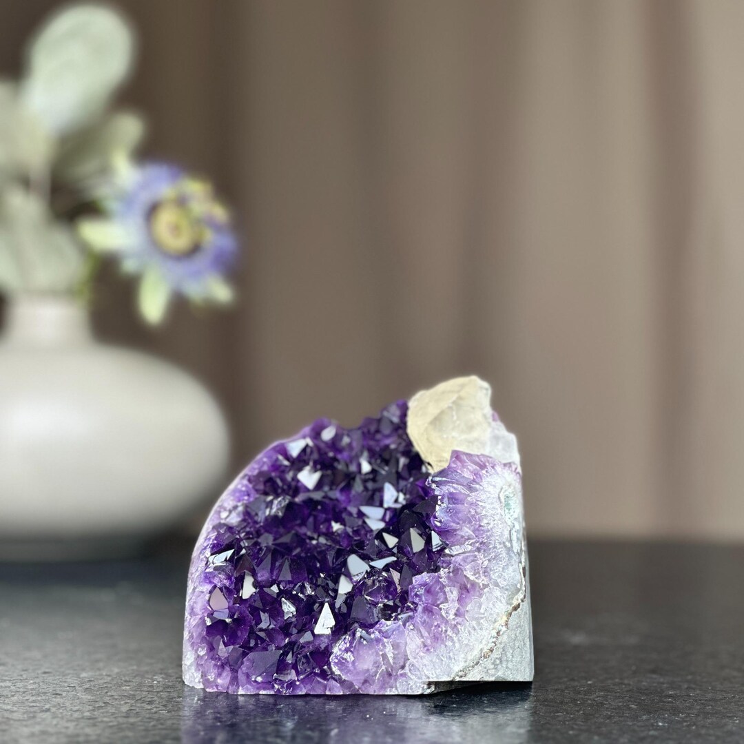 Unique Amethyst Cluster With Calcite, February Birthstone, Meditation ...