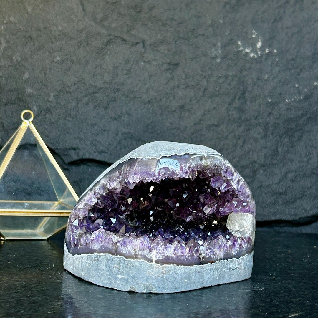 Flat Natural Amethyst Centerpiece, Unique Geode for Tabletop Decor ...