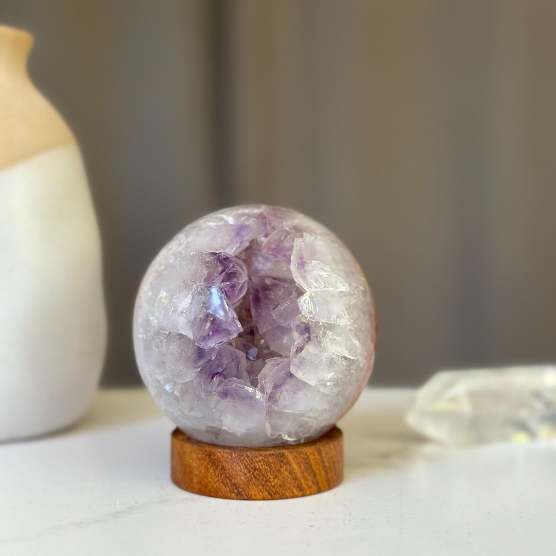 Natural Amethyst Geode Sphere With Stand - Etsy