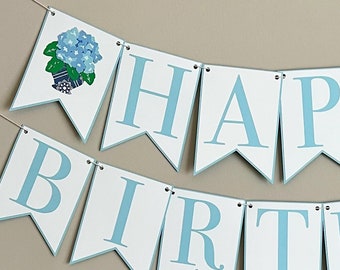 Happy Birthday Hydrangea Banner - Etsy