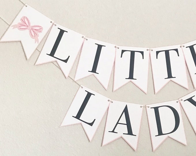 Little Lady Banner Pink Bow Baby Shower Banner Little Lady - Etsy