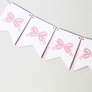Bow Bash Banner - Pink and White Banner, Ribbons and Bows, Baby Girl ...