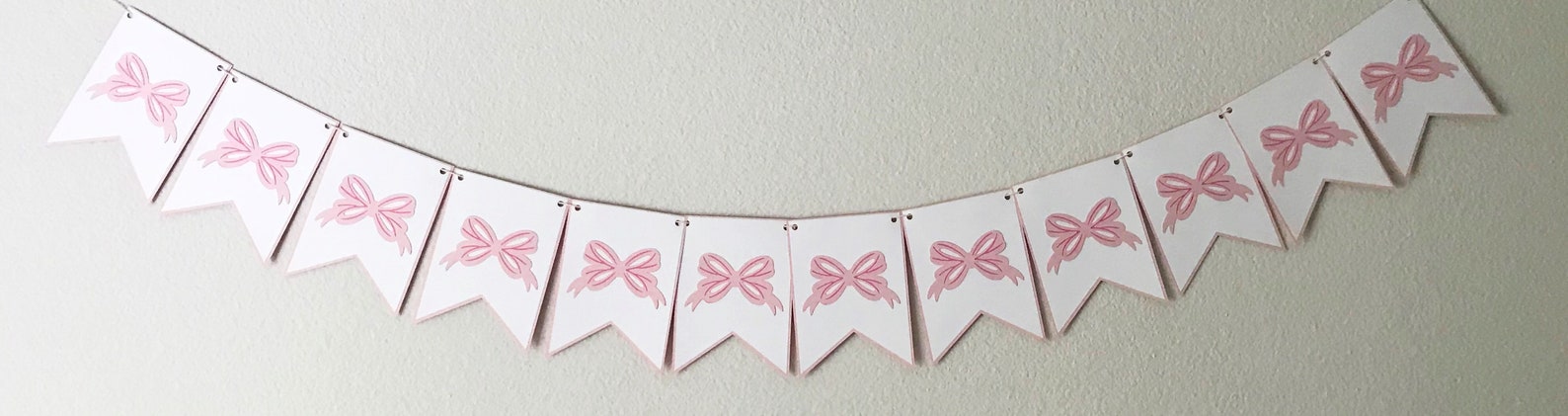 Bow Bash Banner Pink and White Banner Ribbons and Bows - Etsy