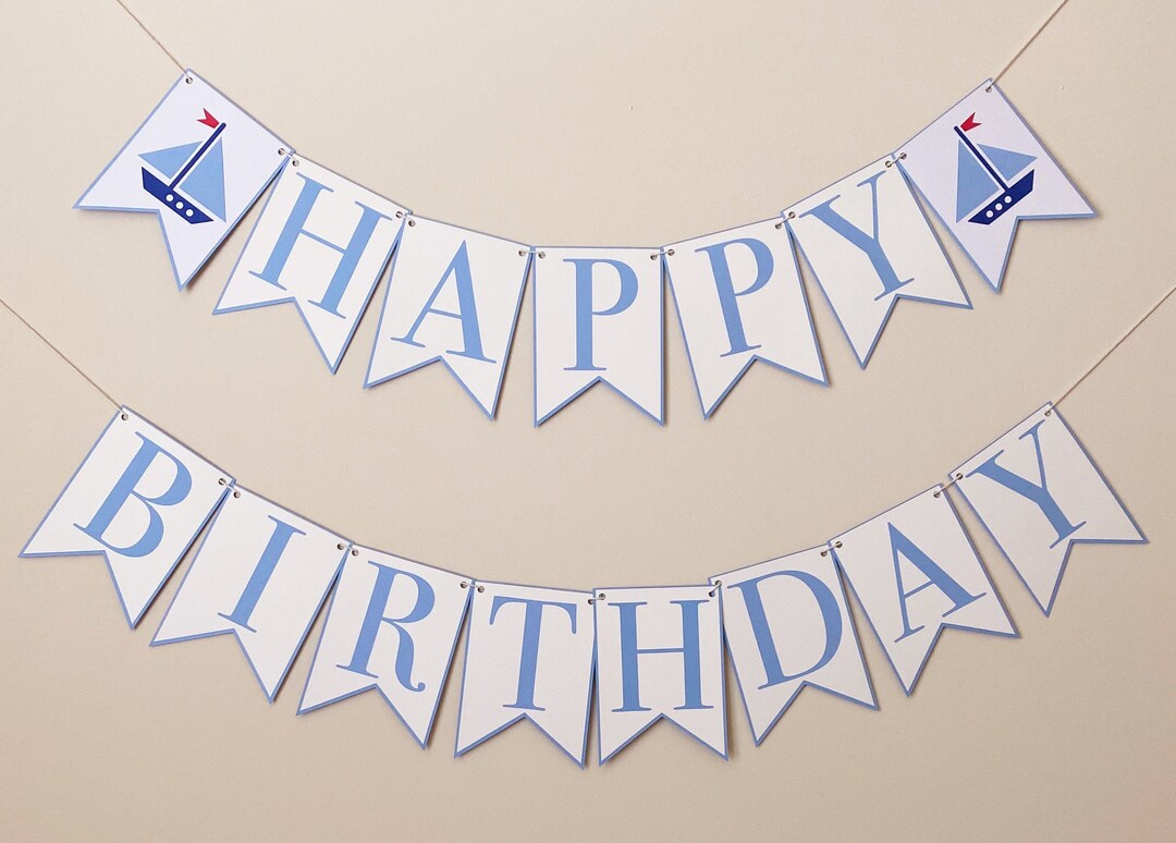Sailboat Happy Birthday Banner Nautical Birthday Party - Etsy