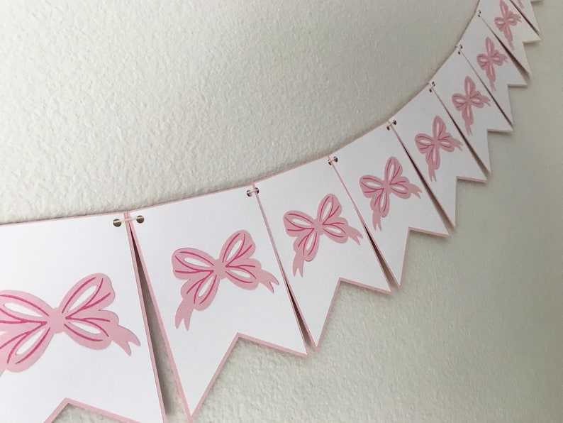 Bow Bash Banner Pink and White Banner Ribbons and Bows - Etsy