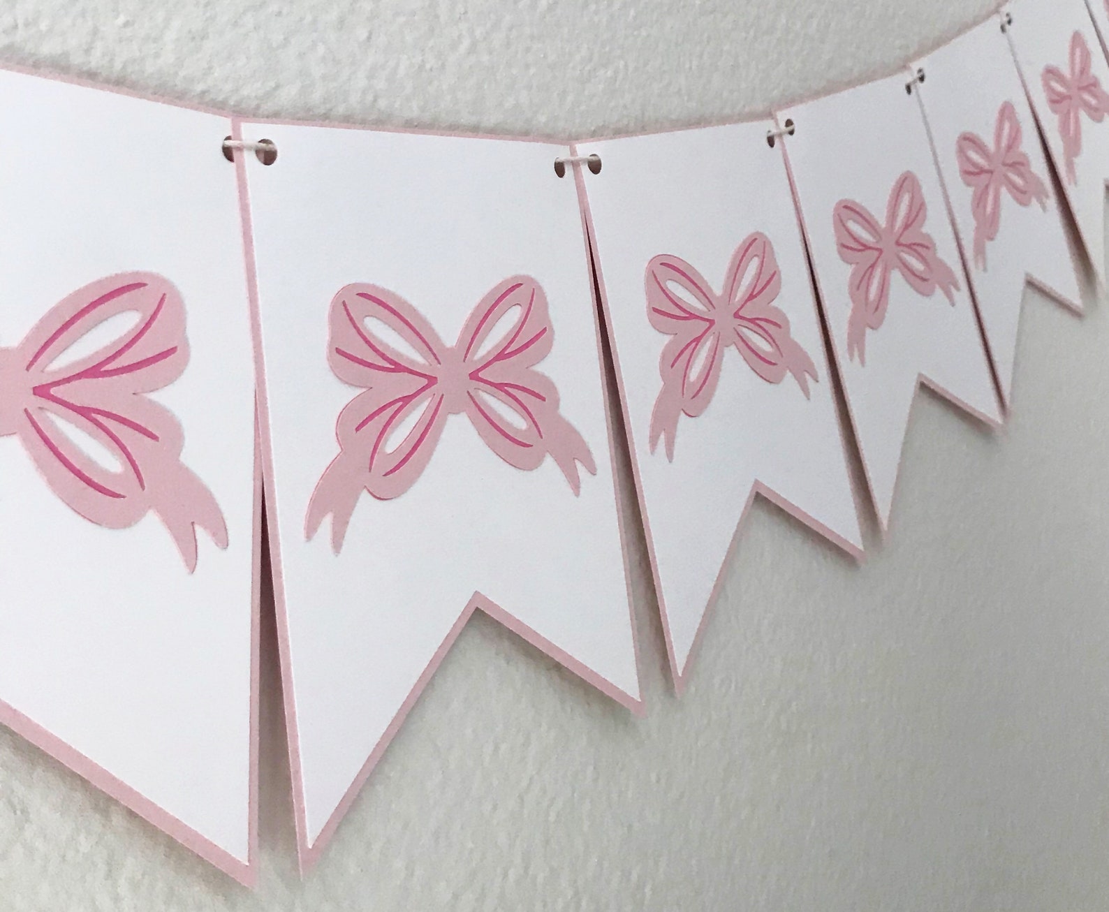 Bow Bash Banner Pink and White Banner Ribbons and Bows - Etsy