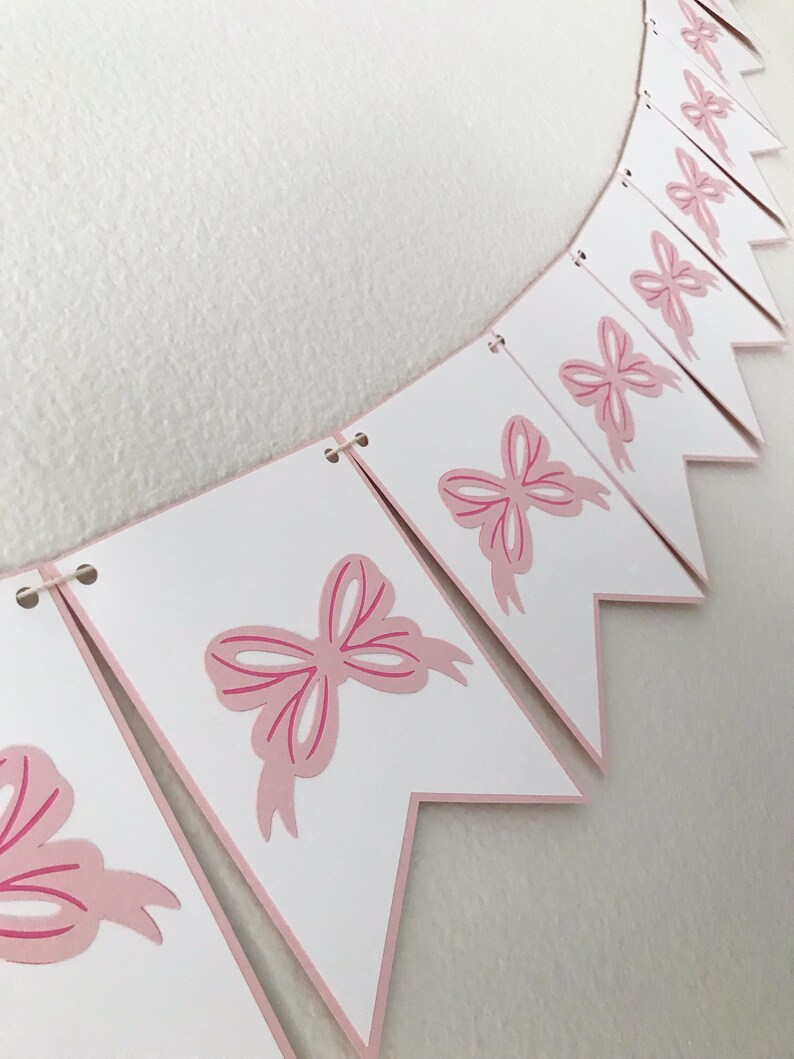 Bow Bash Banner Pink and White Banner Ribbons and Bows - Etsy