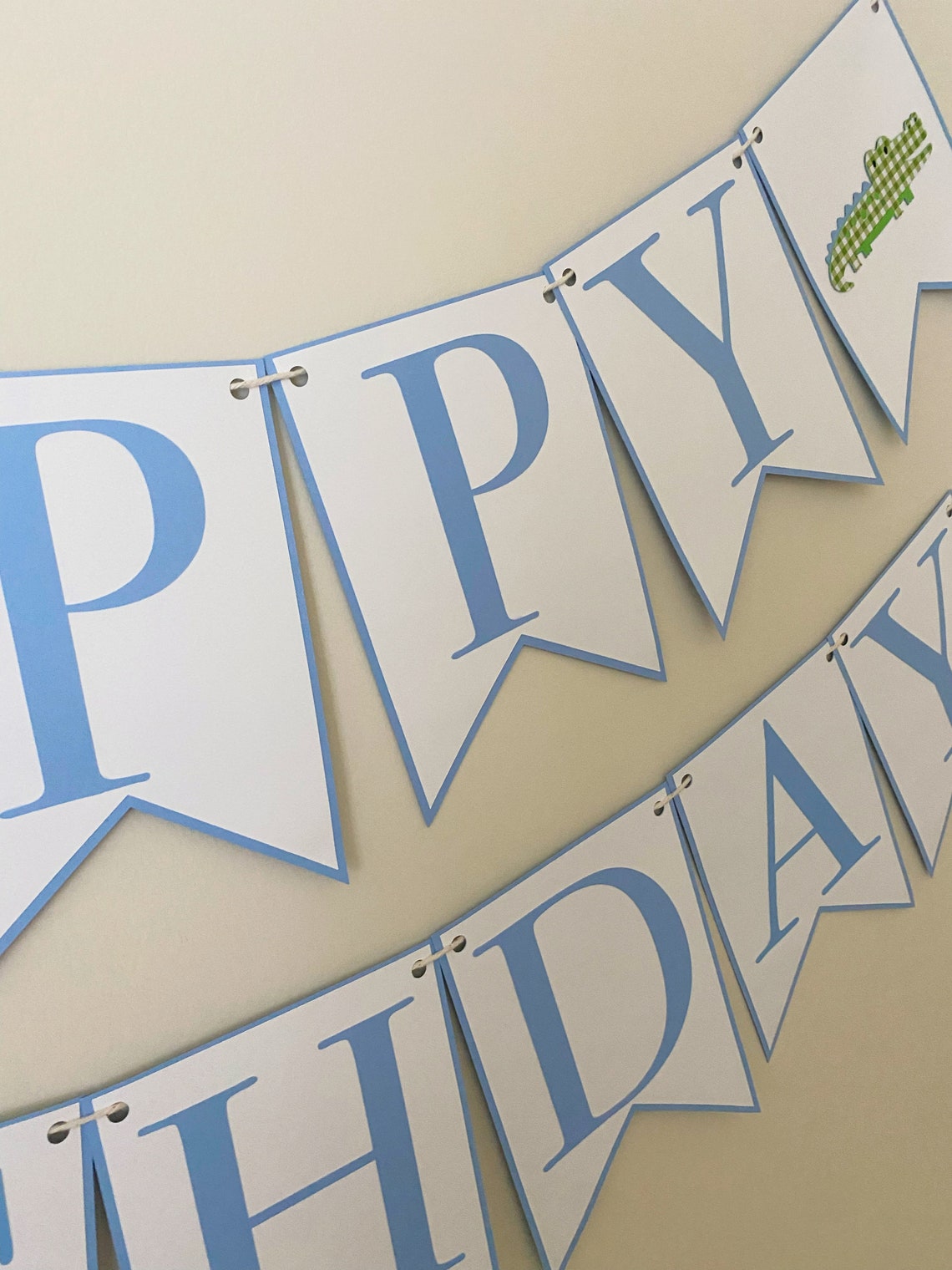 Green Gingham Gator happy Birthday Banner - Etsy