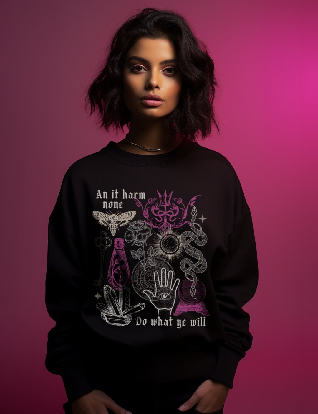 Edgy Goth Witchcraft Snake Crystals Moth Mystical Collage Sweatshirt - Etsy