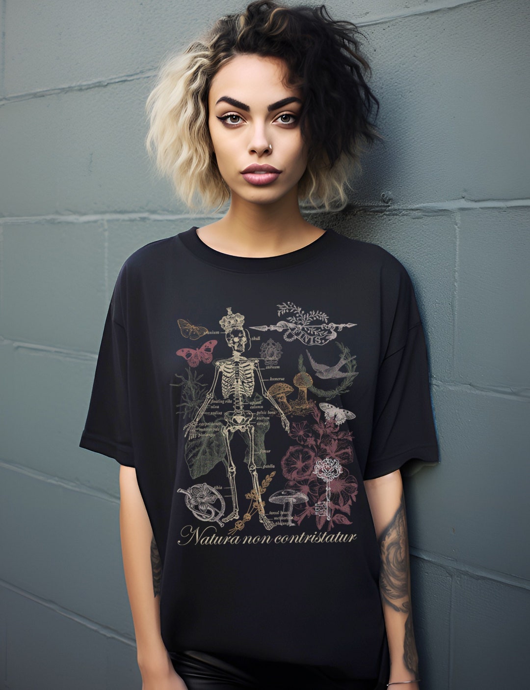 Grunge Dark Academia Clothing Goth Skeleton Collage Shirt - Etsy