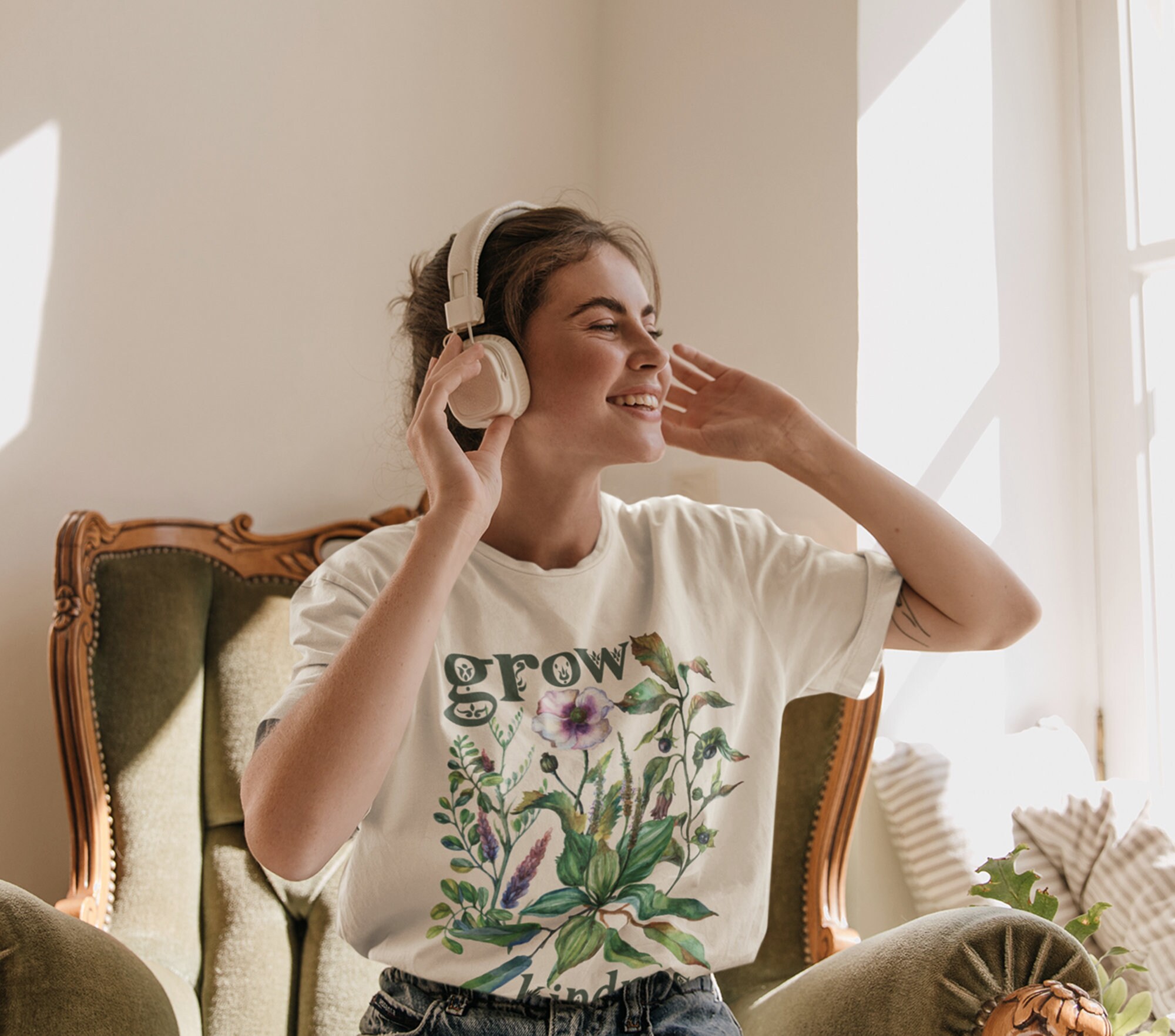 Green Witch Kindness Botanical Mental Health Shirt, Alternative Plus ...