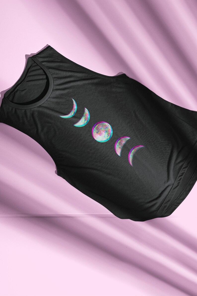 Glitch Moon Phase Muscle Tank Top Edgy Witch Aesthetic - Etsy